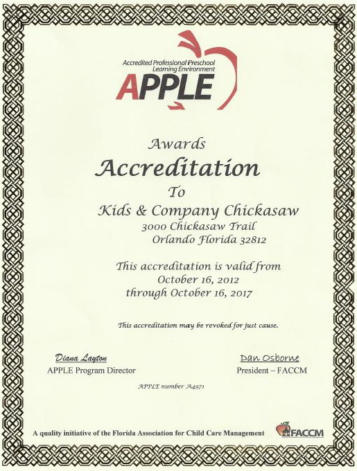 Gold Seal Accredited Day Care in Orlando, Florida